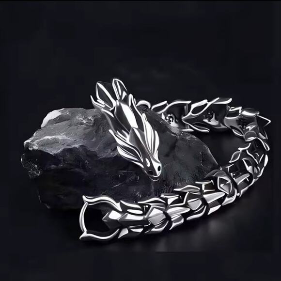 Accessories | Vintage Silver Dragon Bracelet Viking Dd Elder Scrolls ...